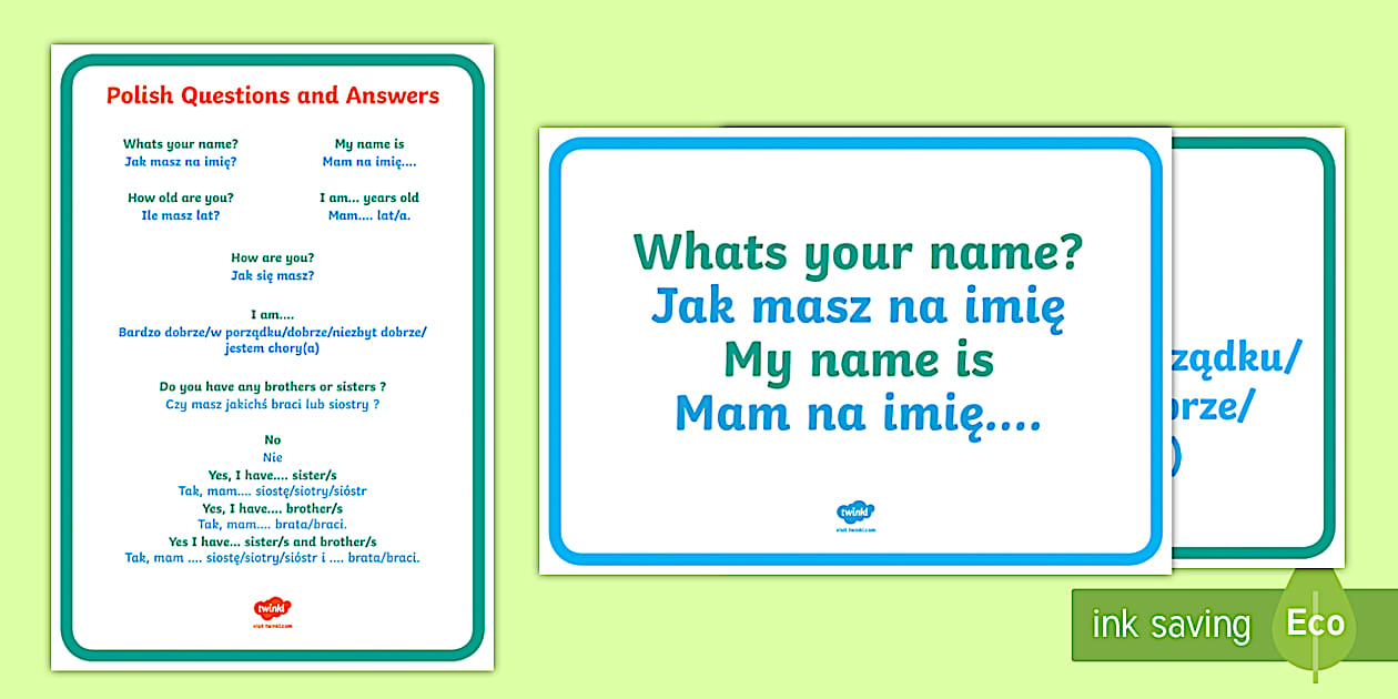 Polish Questions and Answers A4 Display Poster - English/Polish