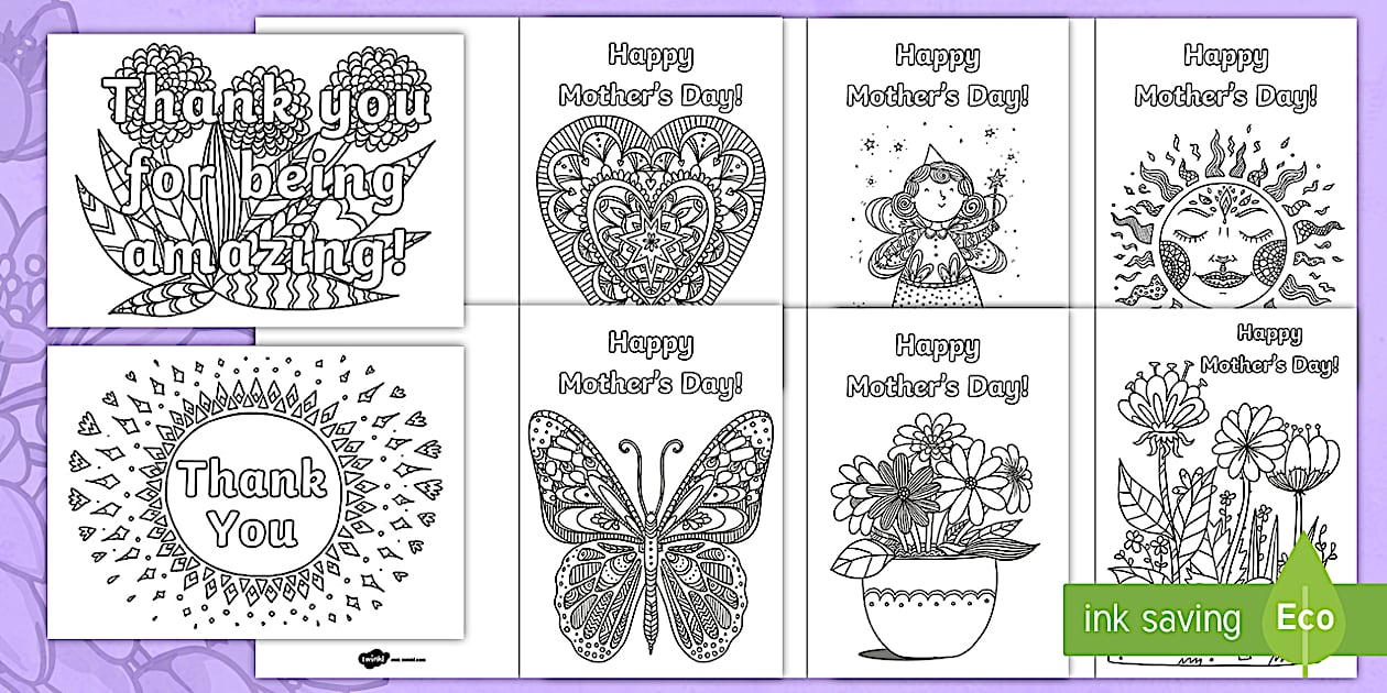 Adult Colouring Mindfulness Mother's Day Cards