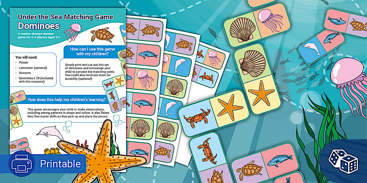 Under the Sea Dominoes Game for EYFS Earth Day Activities