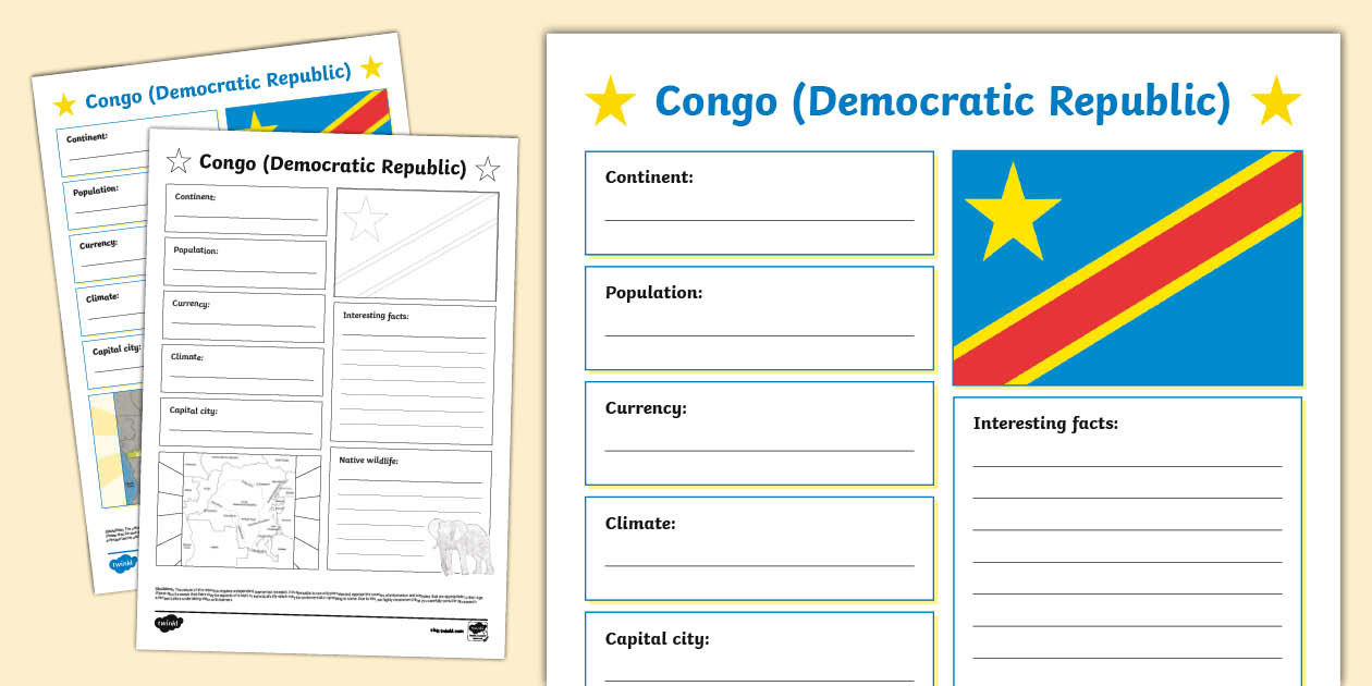 Congo Fact File Template (teacher made) - Twinkl