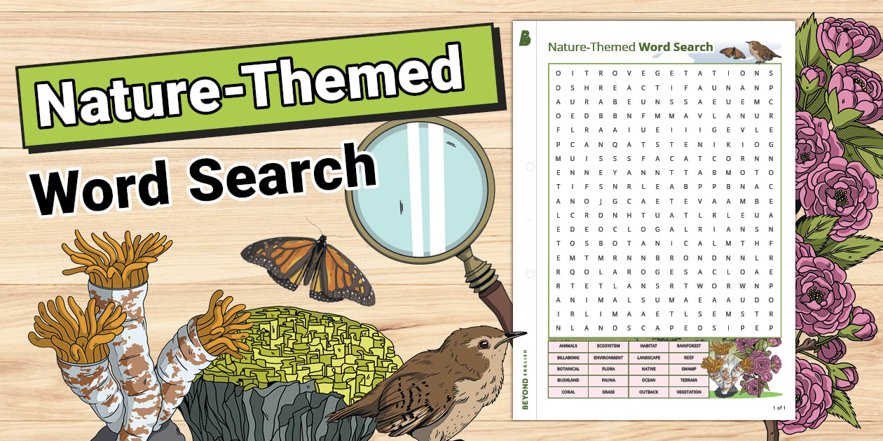 Nature-Themed Word Search (l'enseignant a fait) - Twinkl