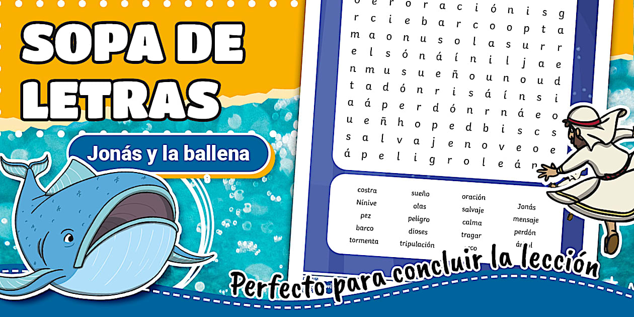 * NEW * Sopa de letras: Jonás y la ballena - Twinkl
