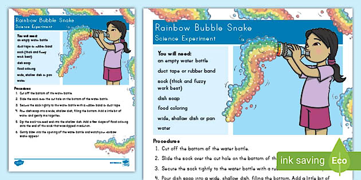 Rainbow Bubble Snake Science Experiment for K-2nd Grade