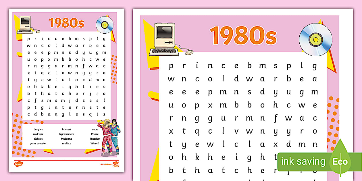 1980s Word Search (teacher made) - Twinkl