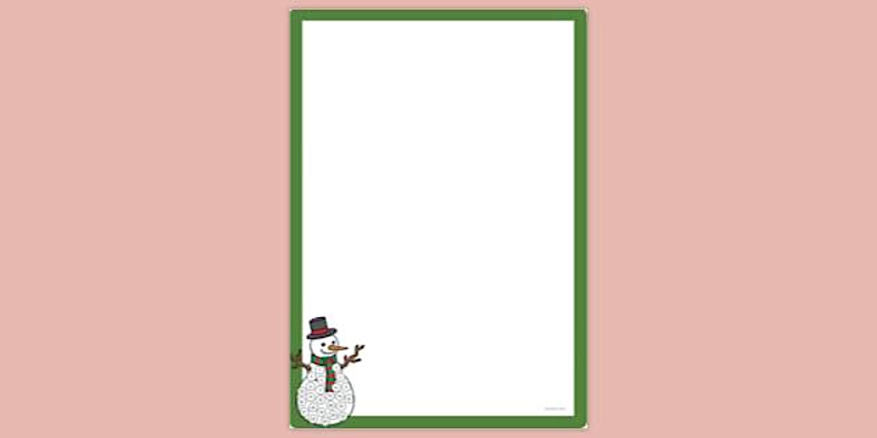 Simple Blank Snowman Calendar Page Border | Page Borders