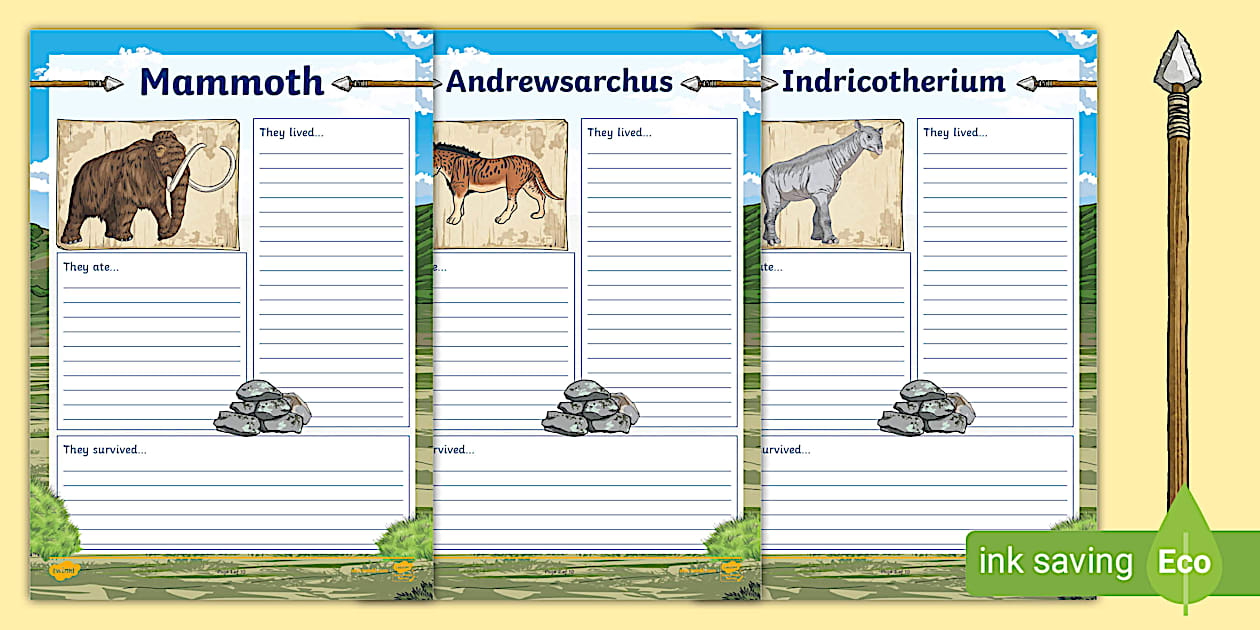Prehistoric Beasts Fact File Worksheets - Twinkl