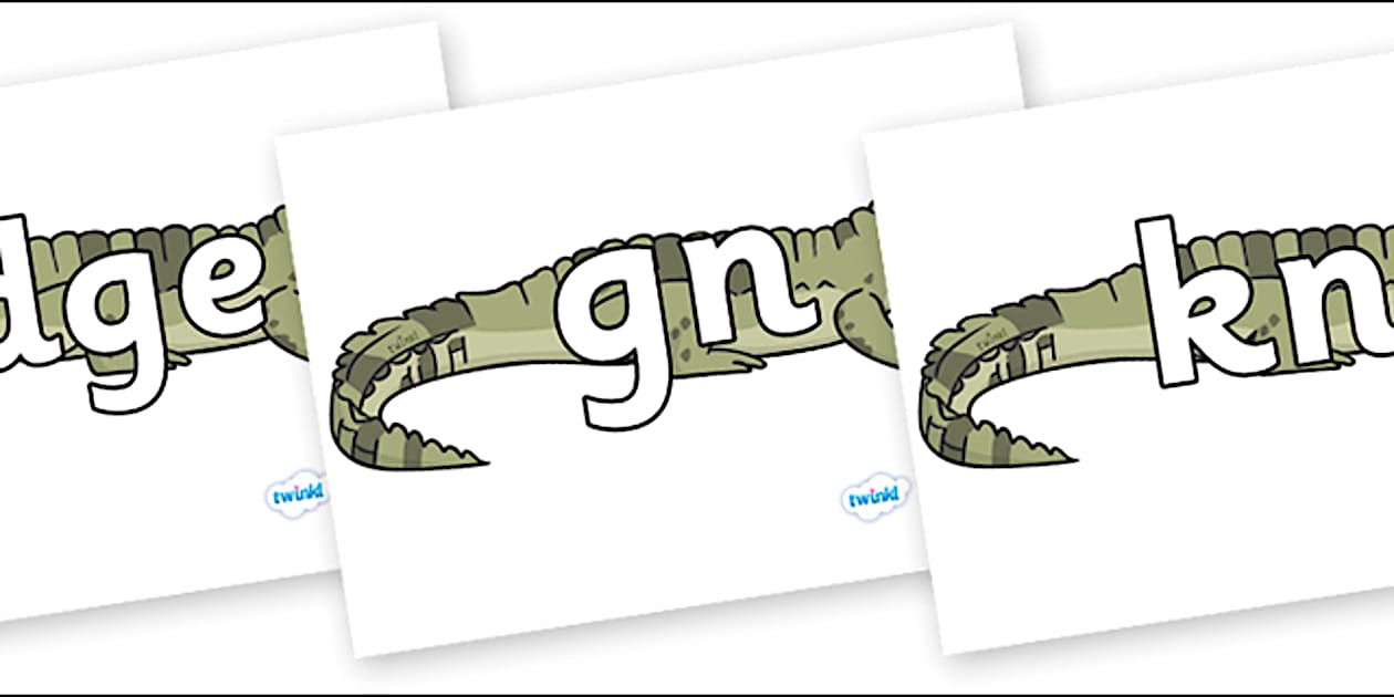 Cursive Silent Letters on Crocodiles (teacher made) - Twinkl