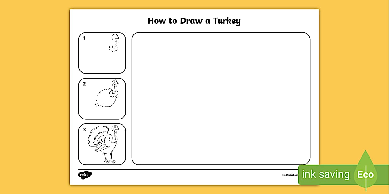 How to Draw a Turkey In Three Steps | Twinkl | KS1 | Drawing