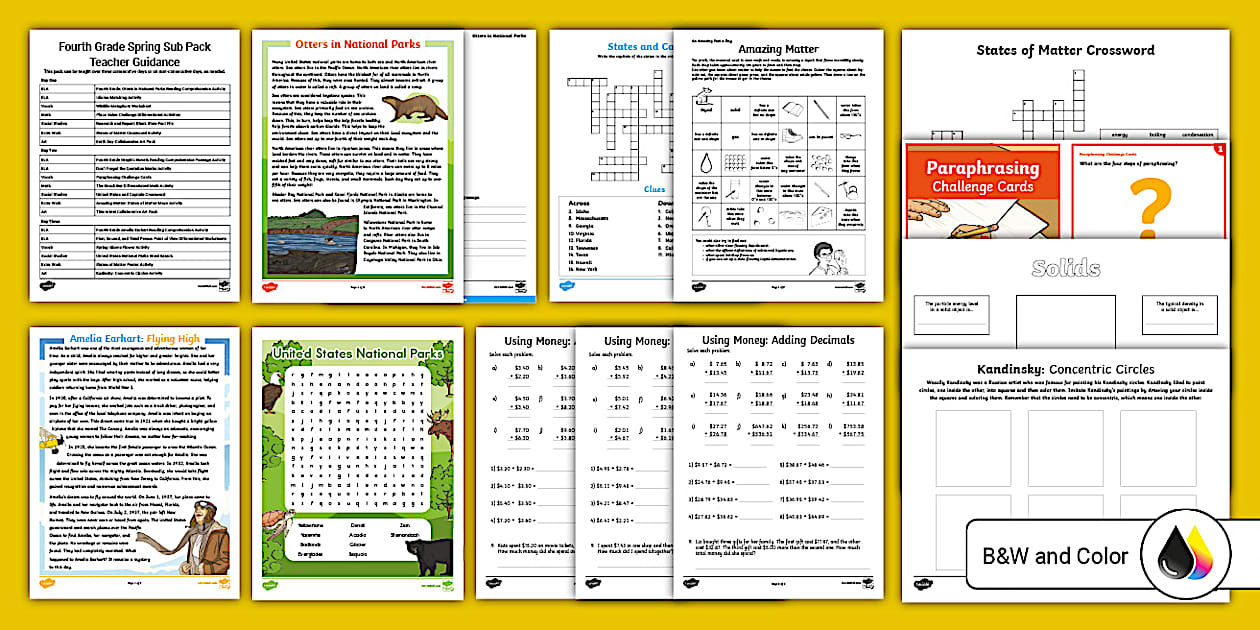 Printable Spring Sub Pack for Fourth Grade | Twinkl USA
