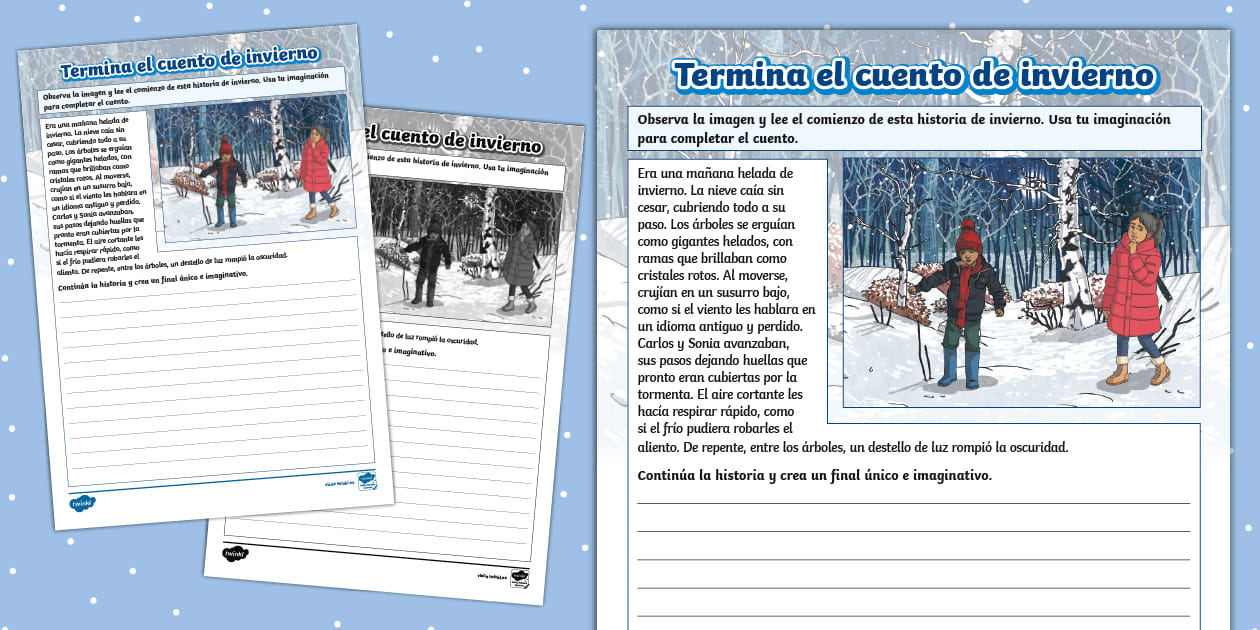 Ficha de actividad: Termina el cuento de invierno - Twinkl