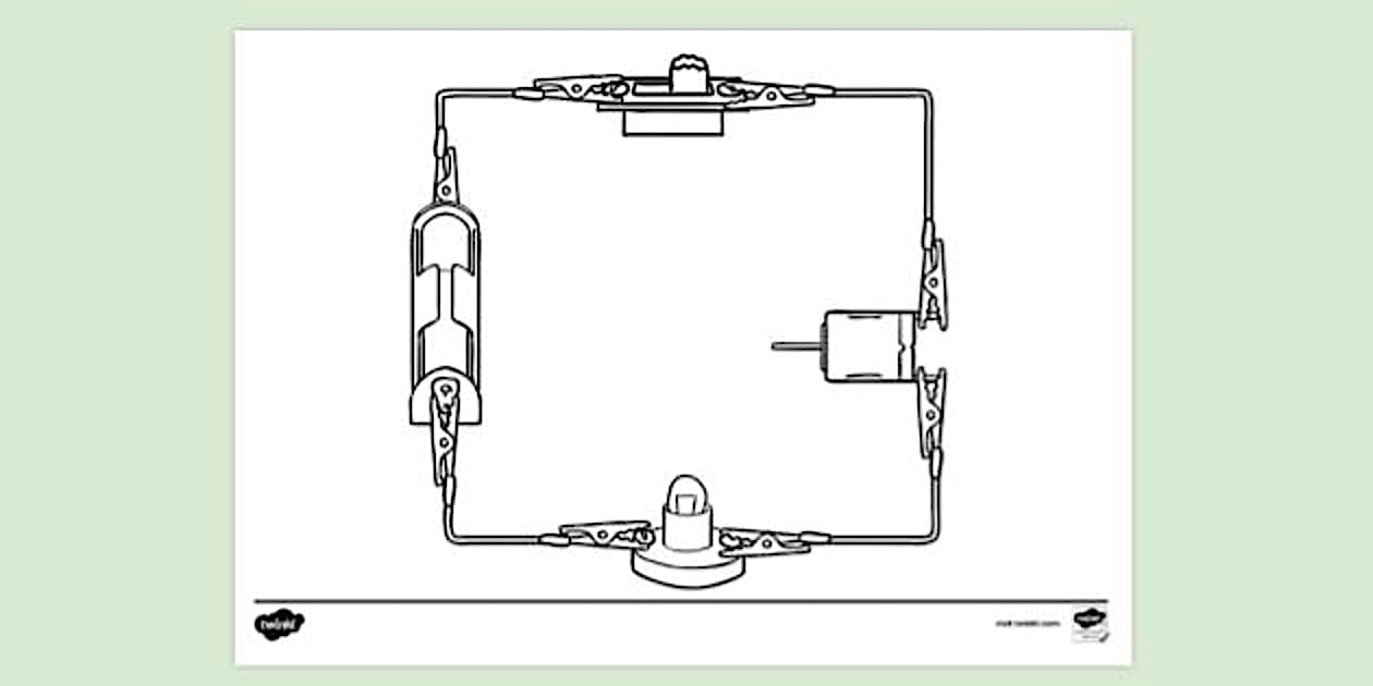 Complete Circuit with Switch On - Colouring Sheets - Twinkl