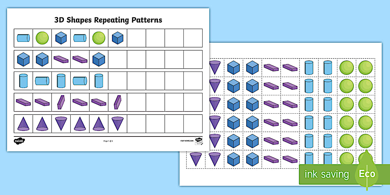 3D Shape Patterns - KS1 - Primary Resource (teacher made)
