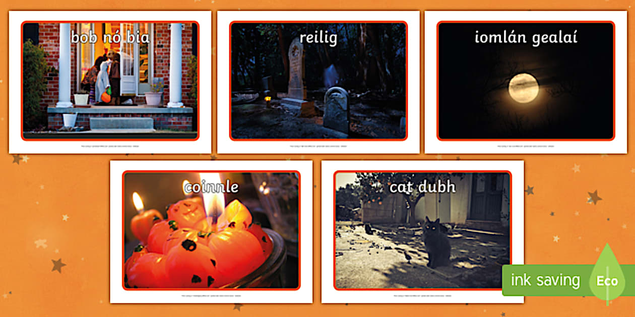 Editable Oíche Shamhna Display Photos Gaeilge - Twinkl