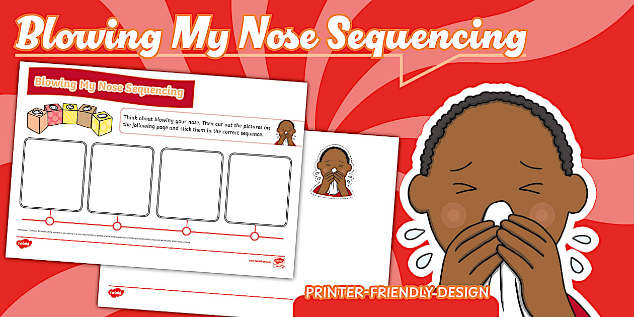 Cut and Stick: Blowing My Nose Sequencing Worksheet