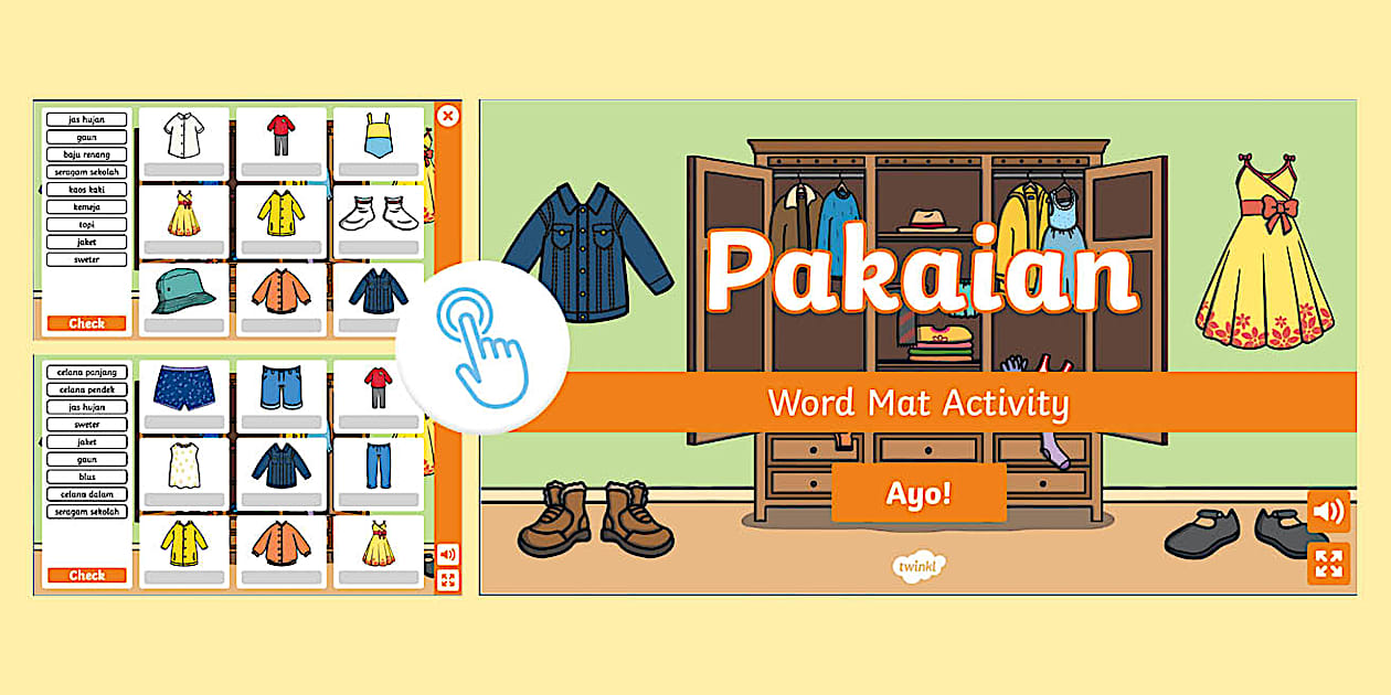 Clothes Interactive Word Mat - Indonesian