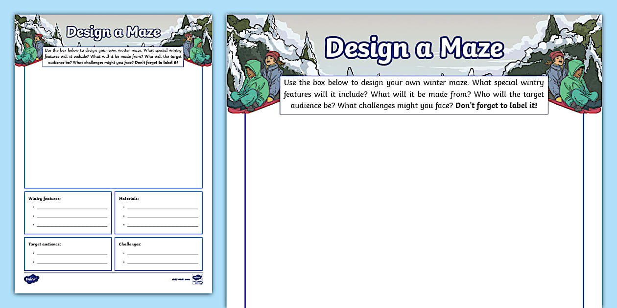 Design a Winter Maze Activity Sheet (teacher made) - Twinkl