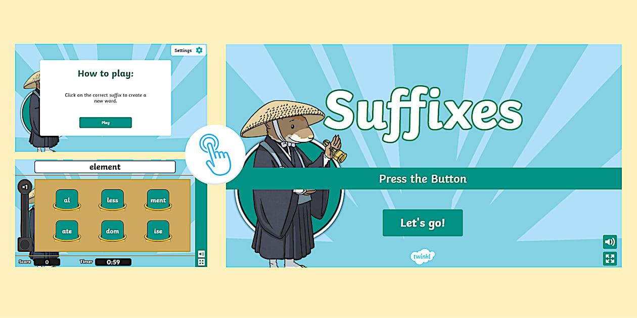 Suffixes Press the Button SPaG Game - KS2 Revision - Twinkl