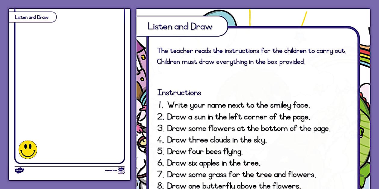 Grade R: Listen and Draw - Garden (teacher made) - Twinkl