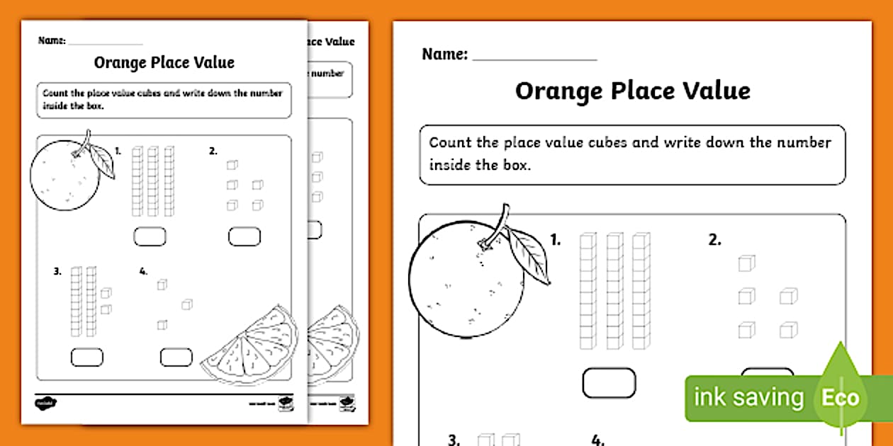 Orange Place Value Activity Sheet (Hecho por educadores)