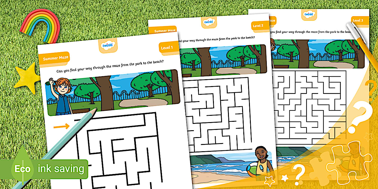 Summer Fun Maze Puzzle Pack - Twinkl Puzzled (teacher made)