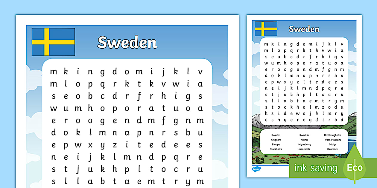Sweden Word Search (Teacher-Made) - Twinkl