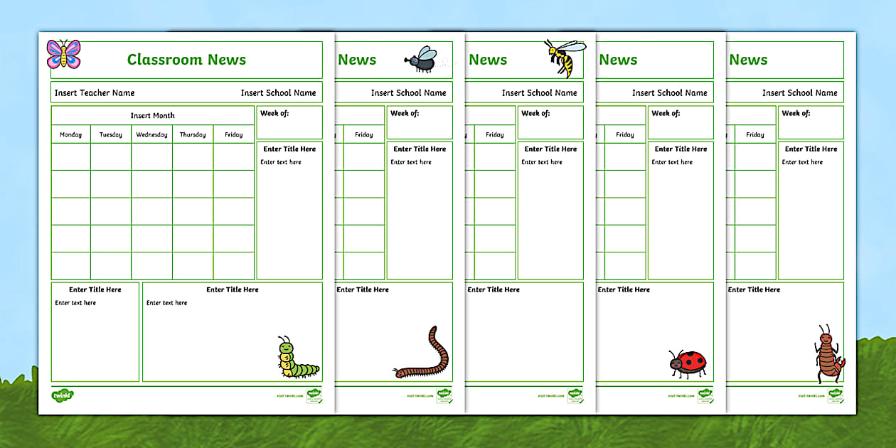Editable Insects Classroom Newsletters (teacher made)
