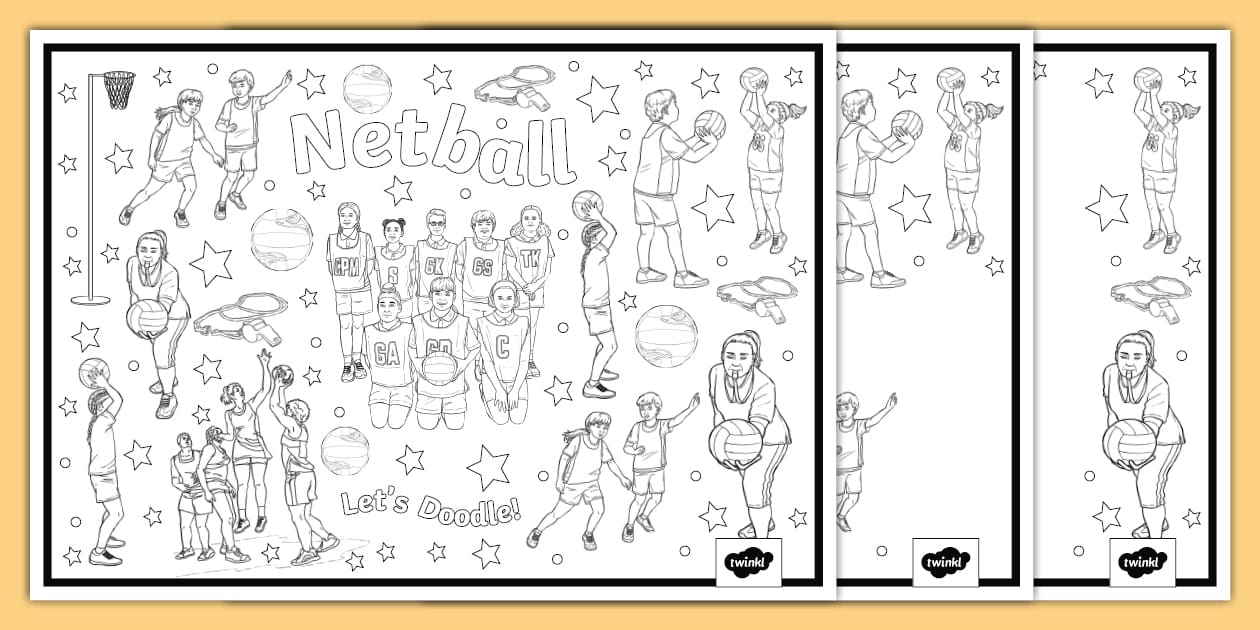 KS2 Netball Doodle Colouring Pages (Teacher-Made) - Twinkl