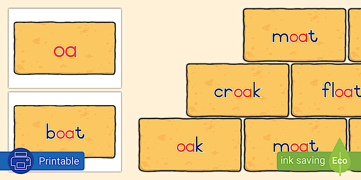 Grade 2 Phonics: oa Sound Word Wall Cards (teacher made)