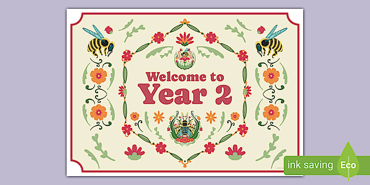 Bee-Themed Welcome to Year 2 Display Poster (teacher made)