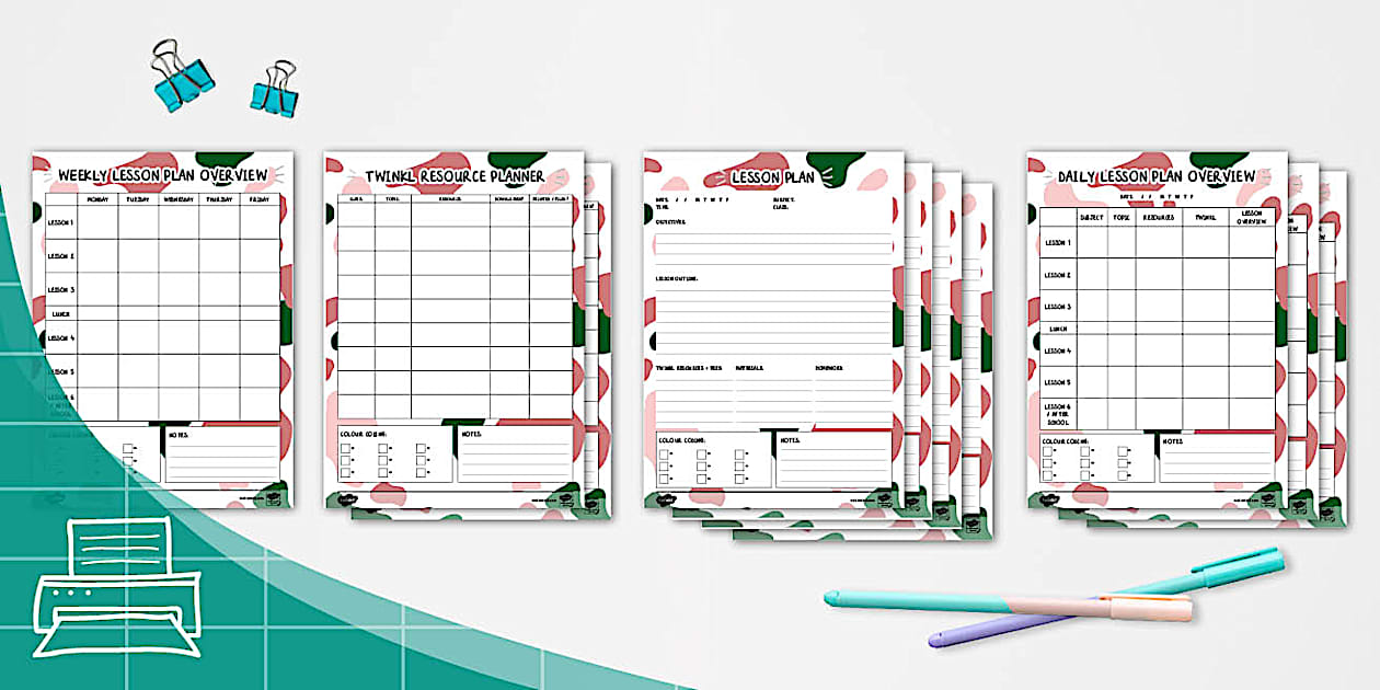 Green & Pink Bubbles | Weekly, Daily & Hourly Lesson Planning Resource Pack