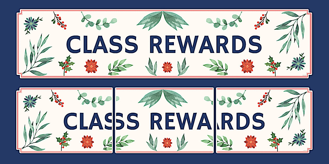 Winter Botanical-Themed Class Rewards Display Banner