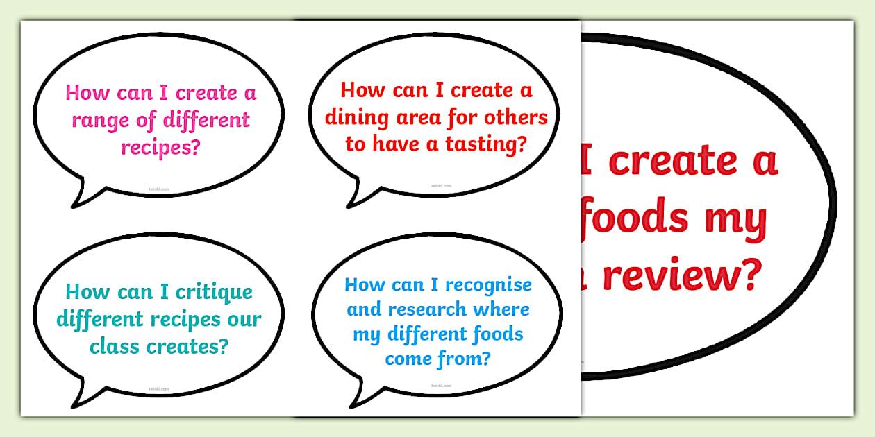 STEM IU Yr 2 Food Critics Focus Questions Display Posters