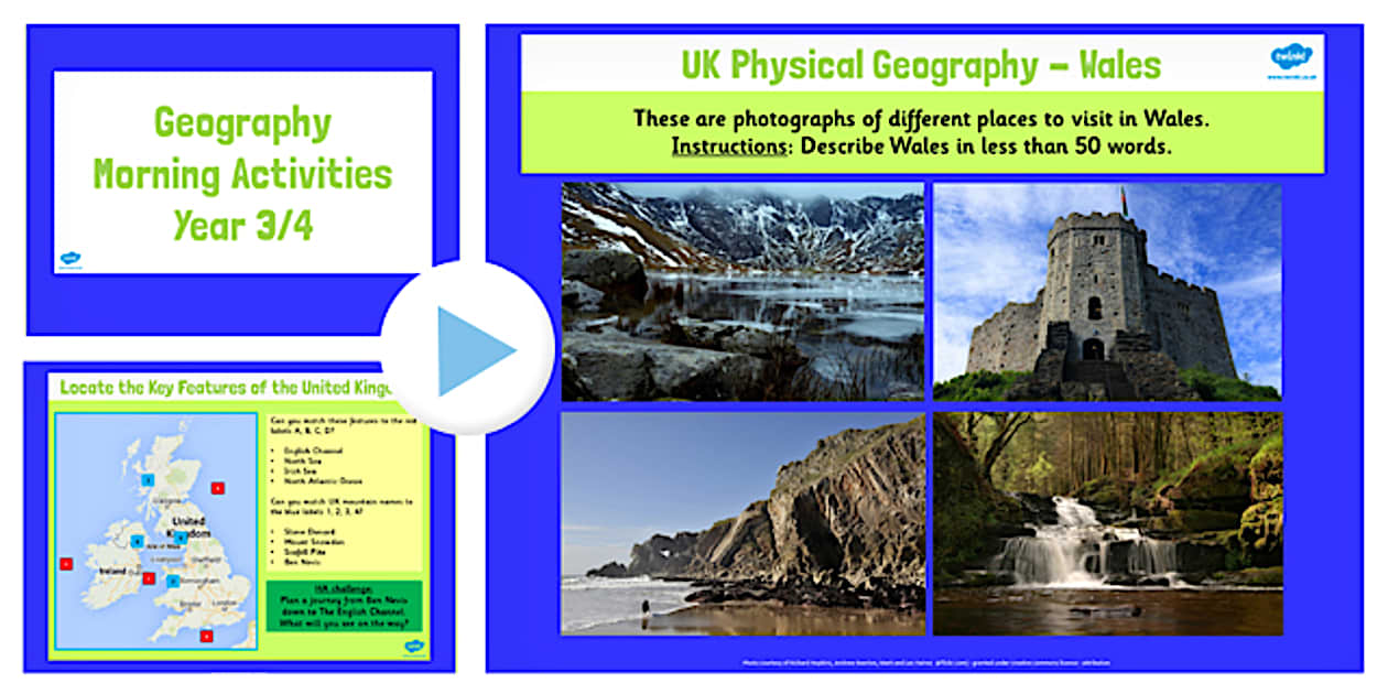 Year 3 4 UK Geography Morning Activities PowerPoint - activity