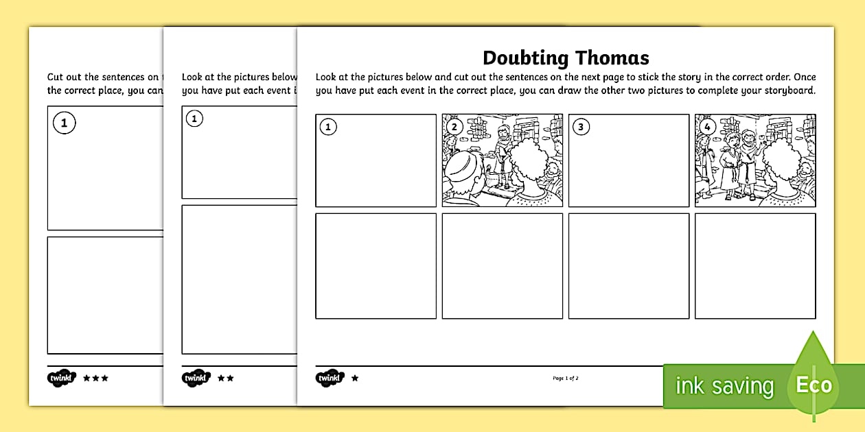 Doubting Thomas Differentiated Sequencing Worksheet - Twinkl