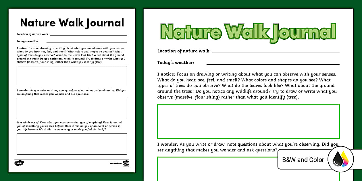Arbor Day Nature Walk Writing Worksheet for 6th-8th Grade
