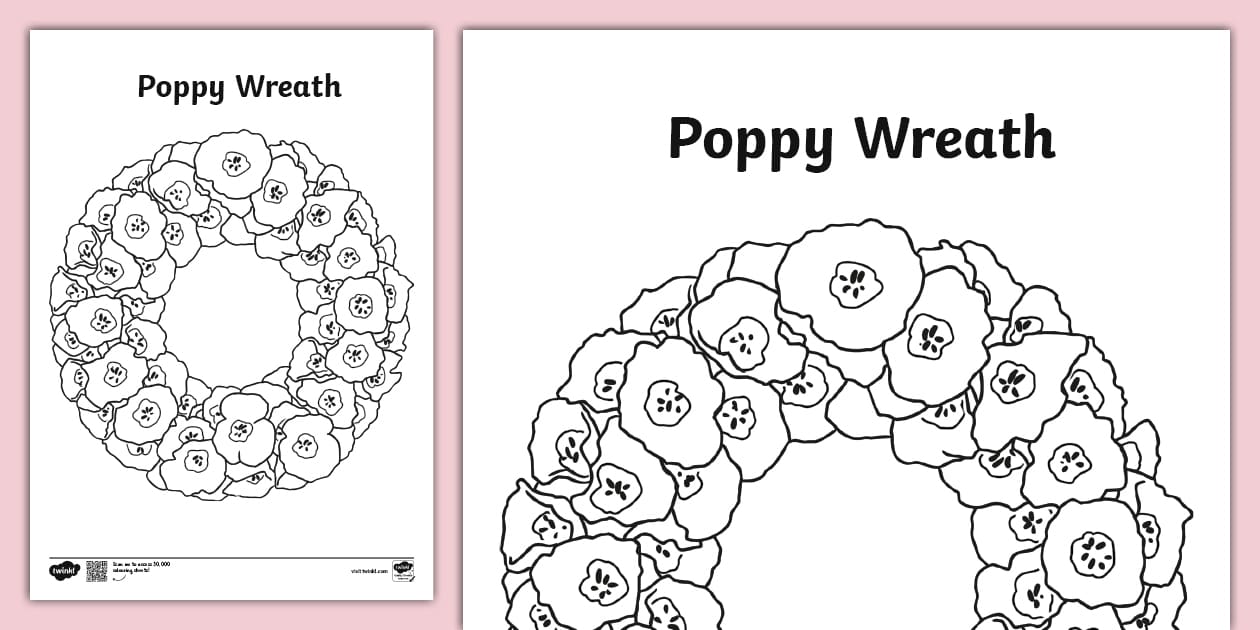 Poppy Wreath Template - Colouring | Resources | Twinkl