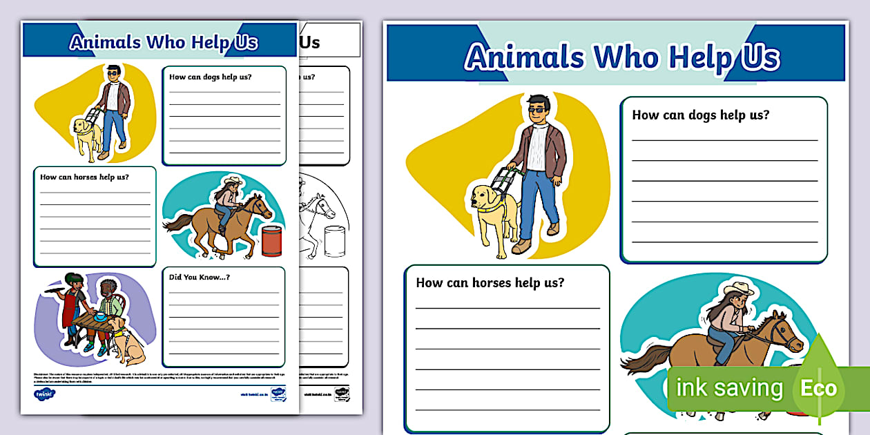 Animals Who Help Us Fact File Template (teacher made)