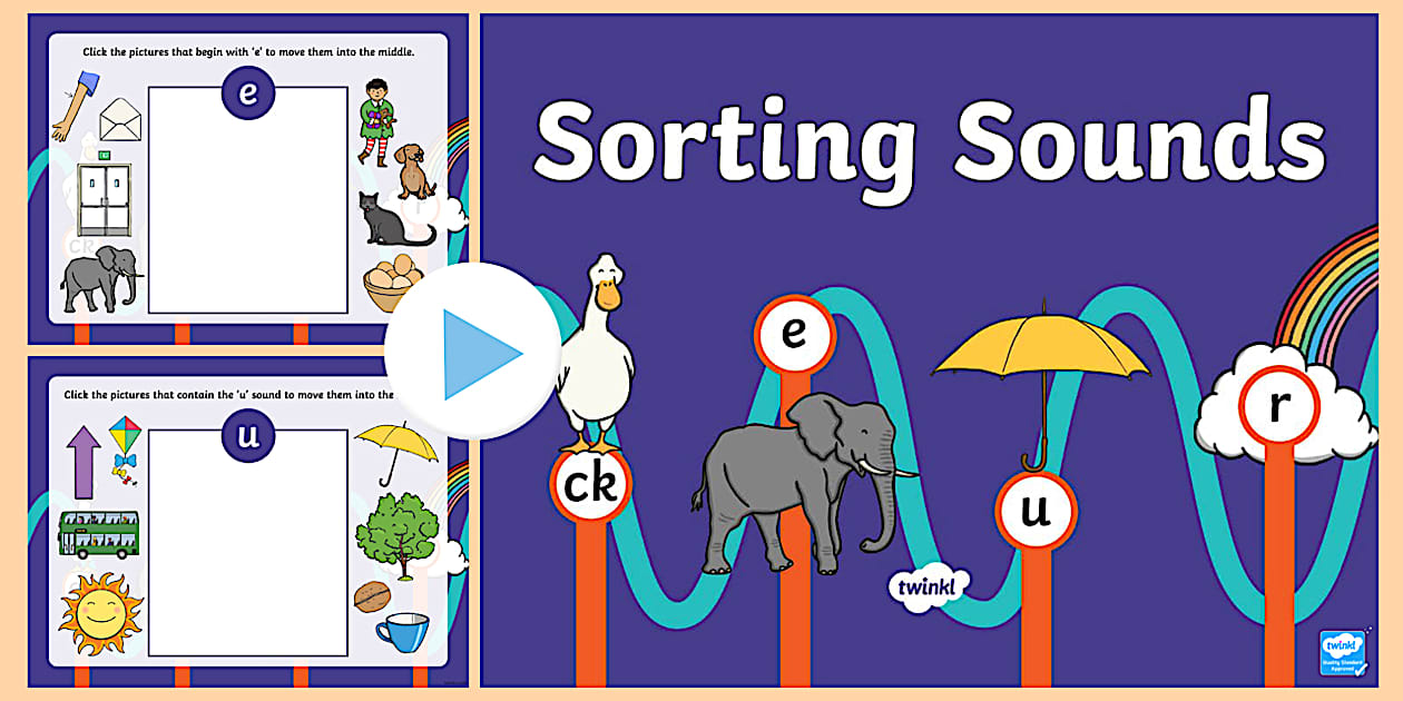 ck, e, u, r Sound Sorting PowerPoint Game (teacher made)