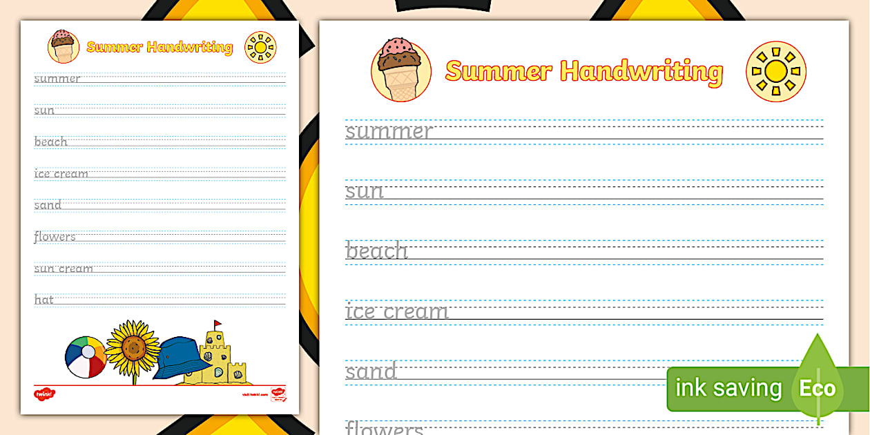 Summer Handwriting Practice Worksheet