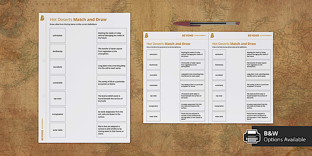 Hot Deserts Match and Draw Activity 2 (teacher made)