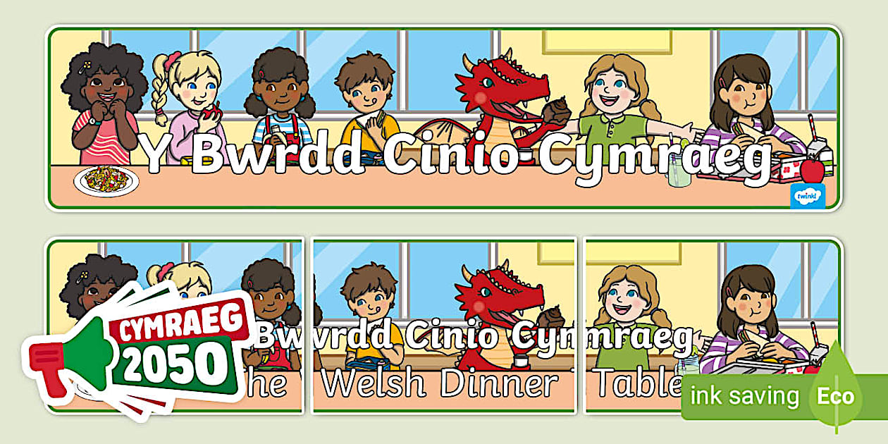 Cymraeg Campus: Baner y Bwrdd Cinio Cymraeg / Welsh Dinner Table Banner