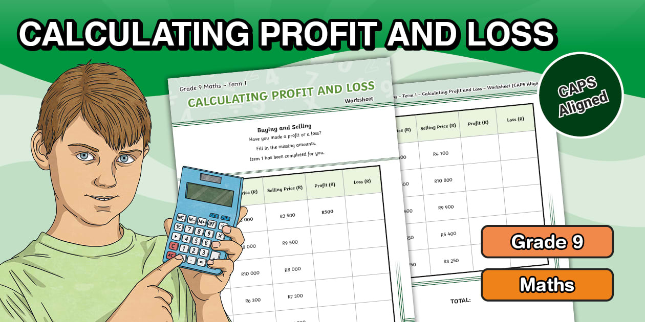 Grade 8 Profit & Loss Worksheet (CAPS)