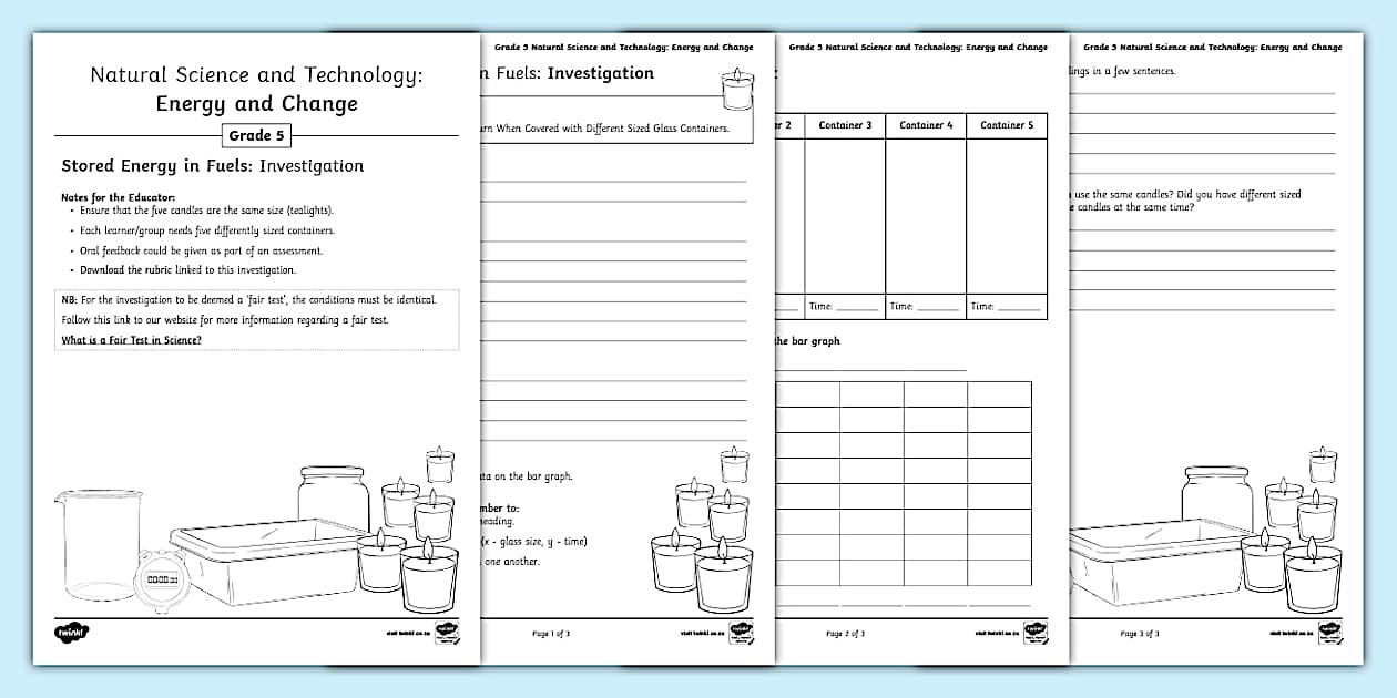 Gr 5. NS/Tech: Stored Energy in Fuels: Investigation