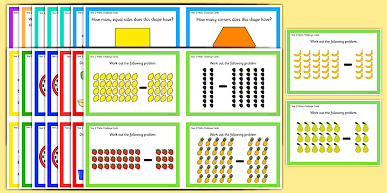 Year 2 Maths Challenge Cards Pack - Twinkl
