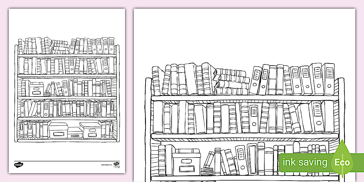 Bookshelf with Books Colouring Sheet | Colouring Sheets