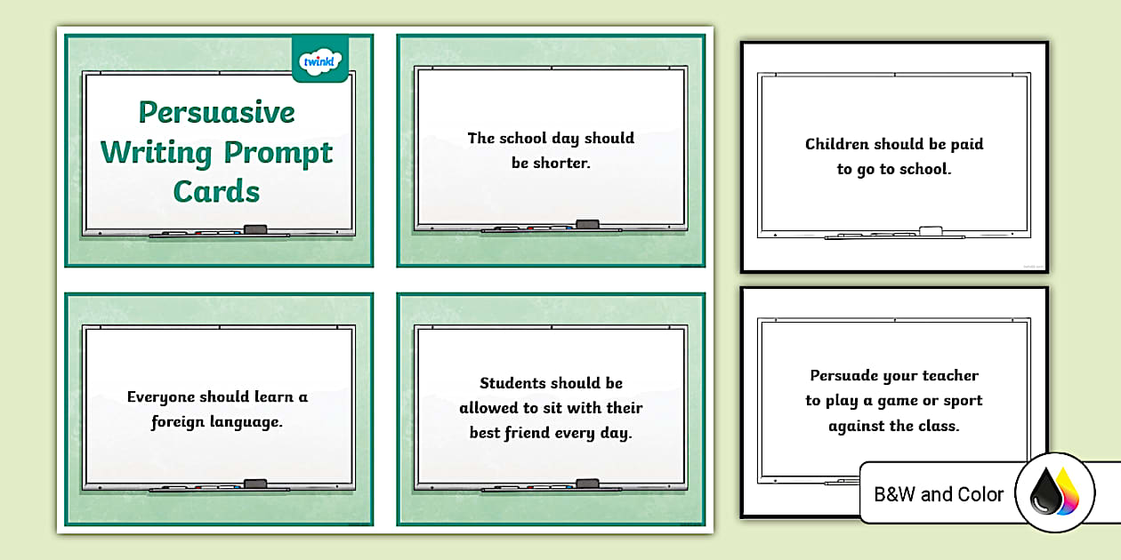 Persuasive Writing Prompt Cards for 3rd-5th Grade - Twinkl
