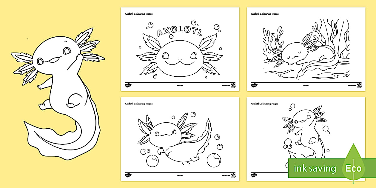 Axolotl Colouring Pages (teacher made) - Twinkl