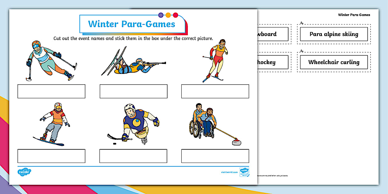 Winter Para-Games Events Matching SEN Worksheet - Twinkl