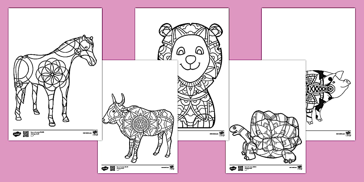 Animal Mandala Colouring Pages (Teacher-Made) - Twinkl