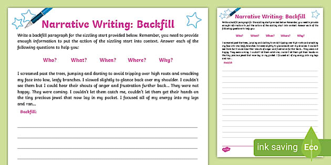 Backfill Narrative Activity - Short Story Writing Exercises